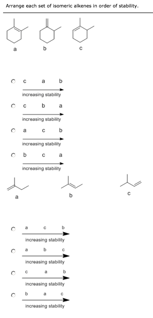 Solved Arrange each set of isomeric alkenes in order of | Chegg.com