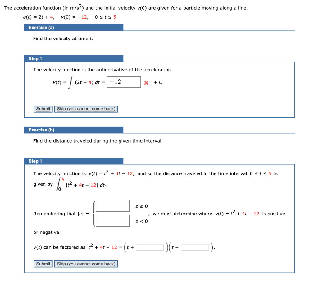 Solved The Acceleration Function In Ms2 And The Initial