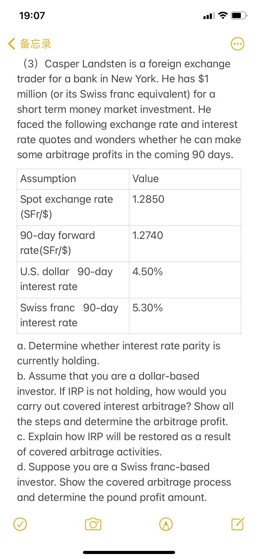Solved (3) Casper Landsten is a foreign exchange trader for | Chegg.com