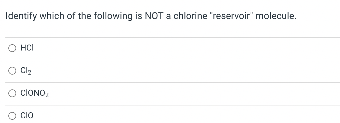 Solved Identify which of the following is NOT a chlorine | Chegg.com