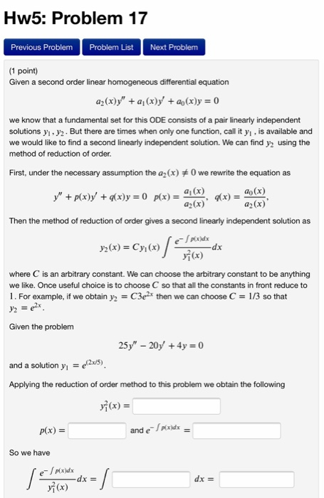 Solved Hw5 Problem 17 Previous Problem Problem List Next 0521