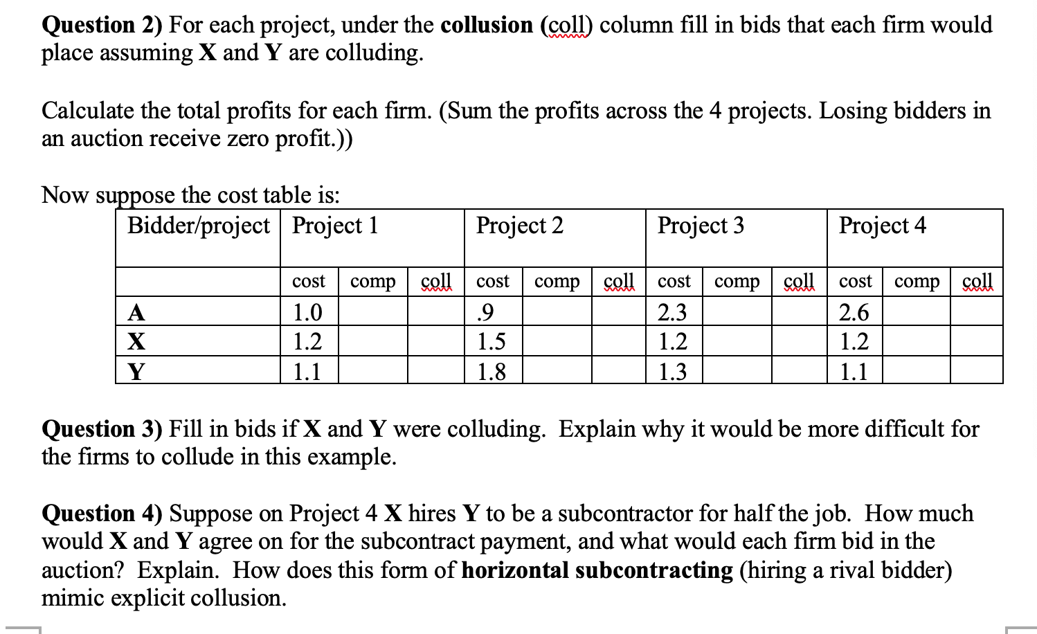 5) Collusive Bidding Two bidders (X and Y) are trying | Chegg.com