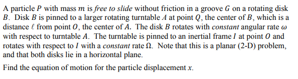 Solved A particle P with mass m is free to slide without | Chegg.com
