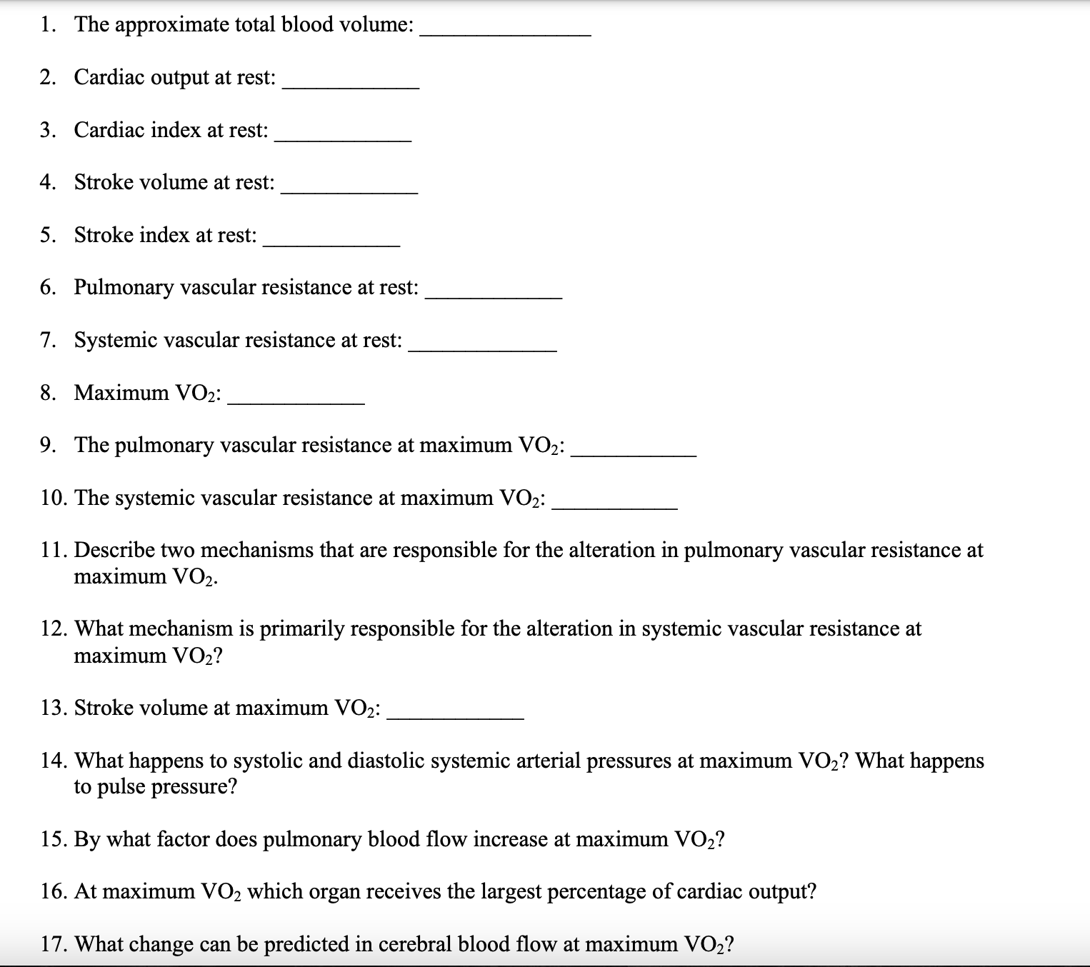 Solved At rest: At maximal VO2 (maximum level of | Chegg.com