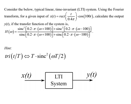 Solved Consider the below, typical linear, time-invariant | Chegg.com