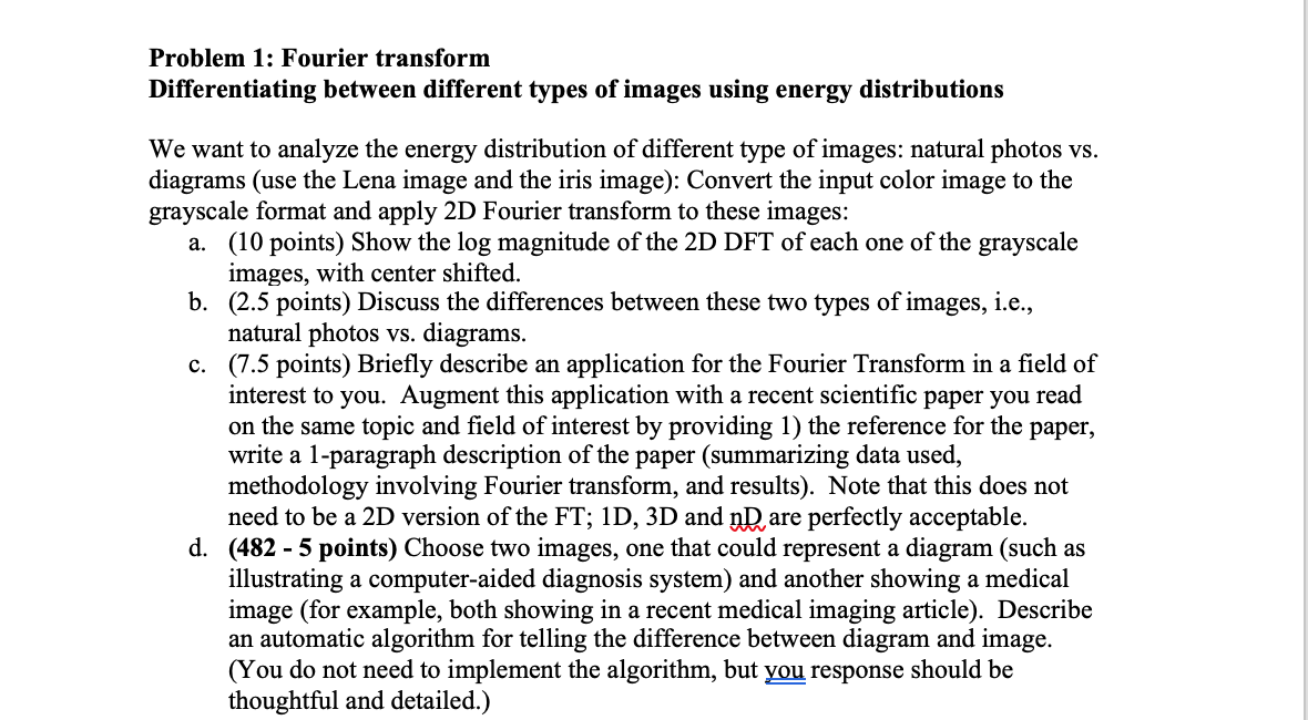Solved Problem 1: Fourier transform Differentiating between | Chegg.com