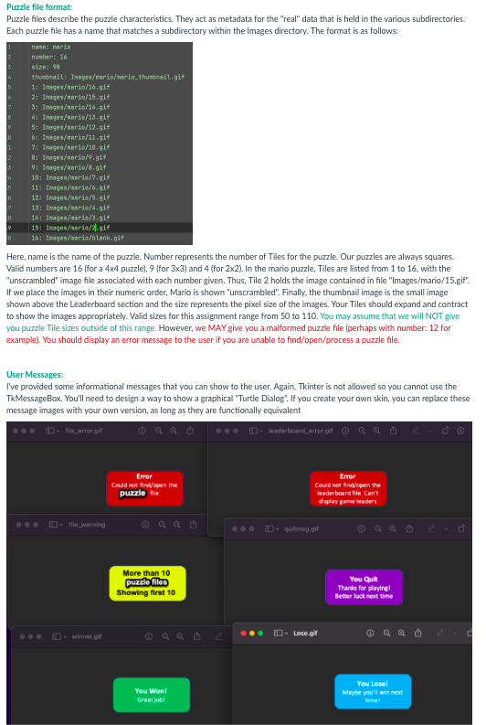 Your files to turn in: - puzzle_game.py (includes a | Chegg.com