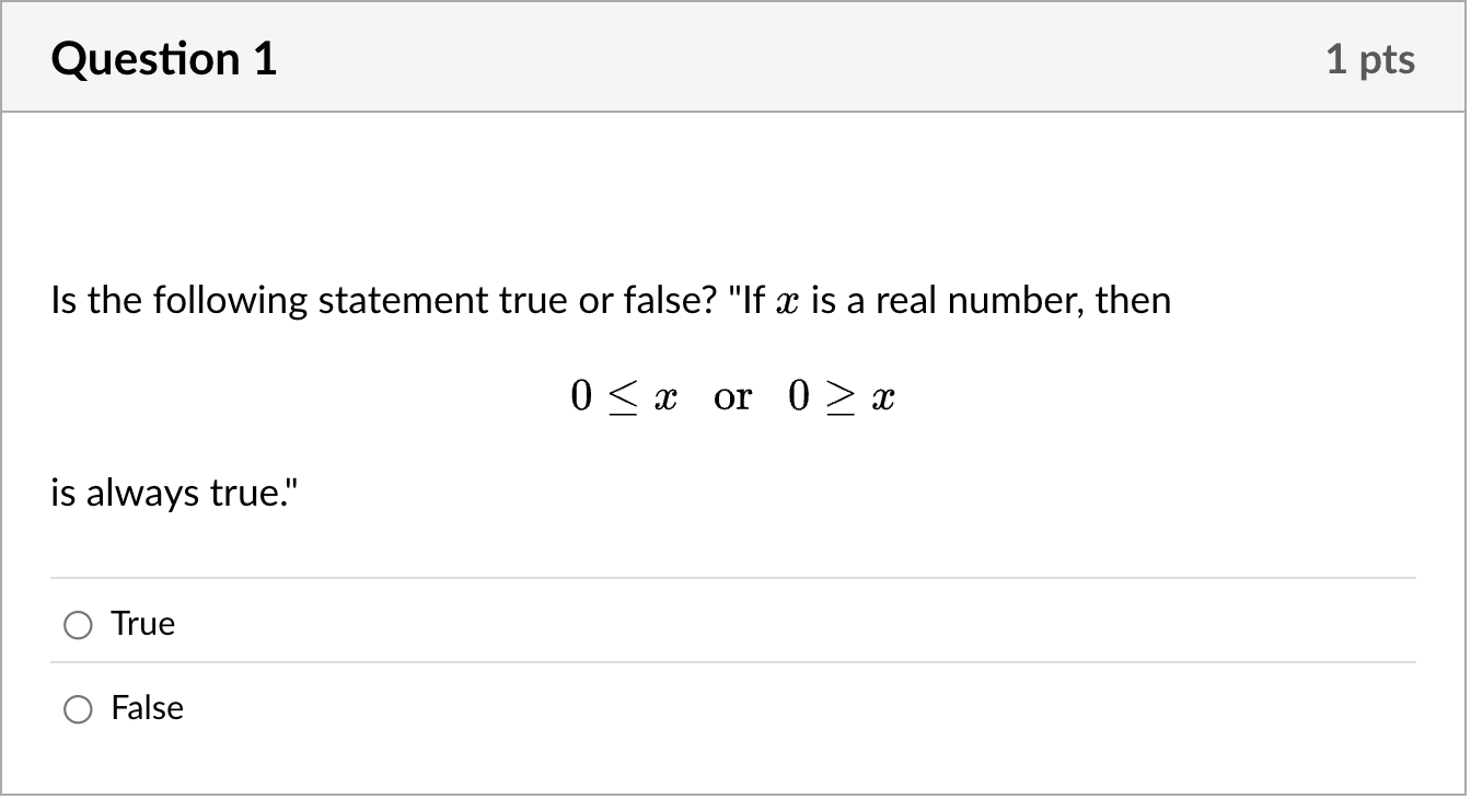 Solved Question 1Is the following statement true or false? | Chegg.com