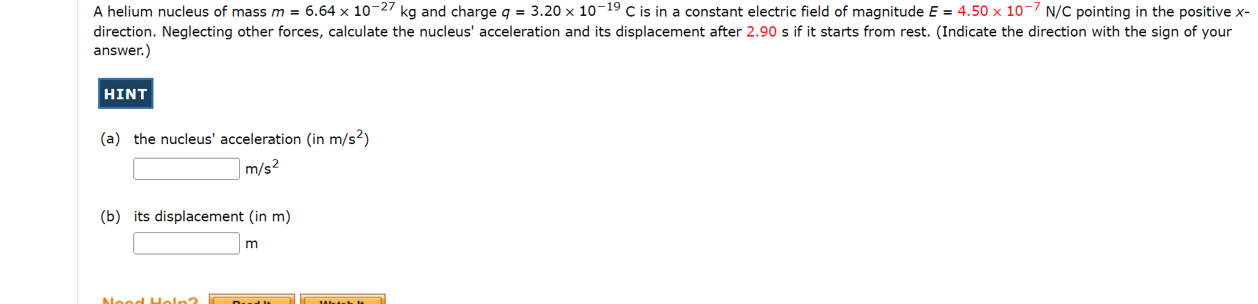 Solved A helium nucleus of mass m=6.64×10−27 kg and charge | Chegg.com