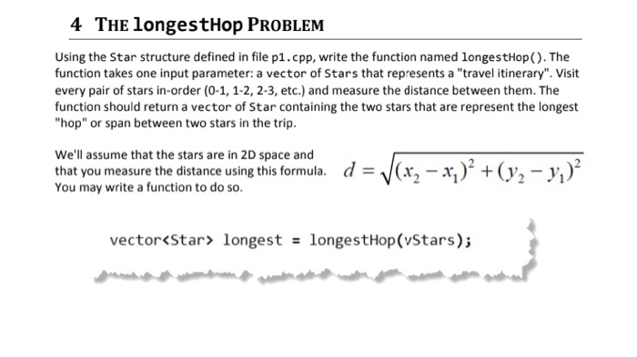 Solved 4 THElongestHop PROBLEM Using the Star structure | Chegg.com