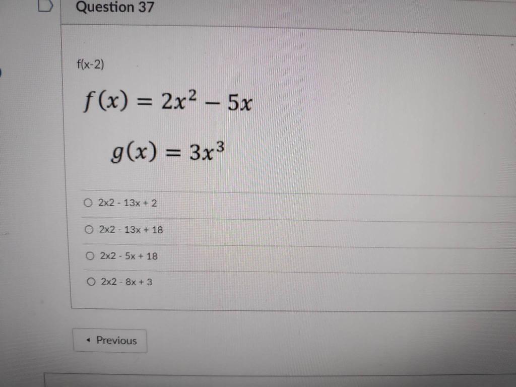 Solved f(x)=3x+10g(x)=1/3x−3 Find g(f(x)) None of these. | Chegg.com