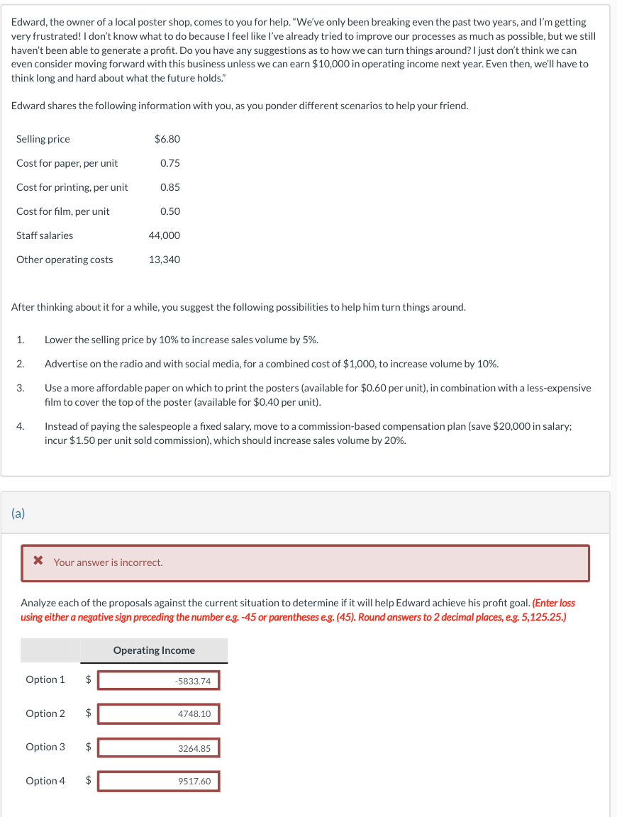Solved Edward, the owner of a local poster shop, comes to | Chegg.com