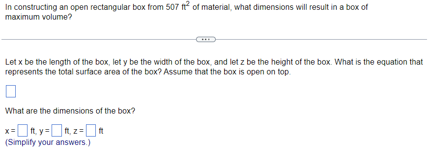 In constructing an open rectangular box from 507ft2 | Chegg.com