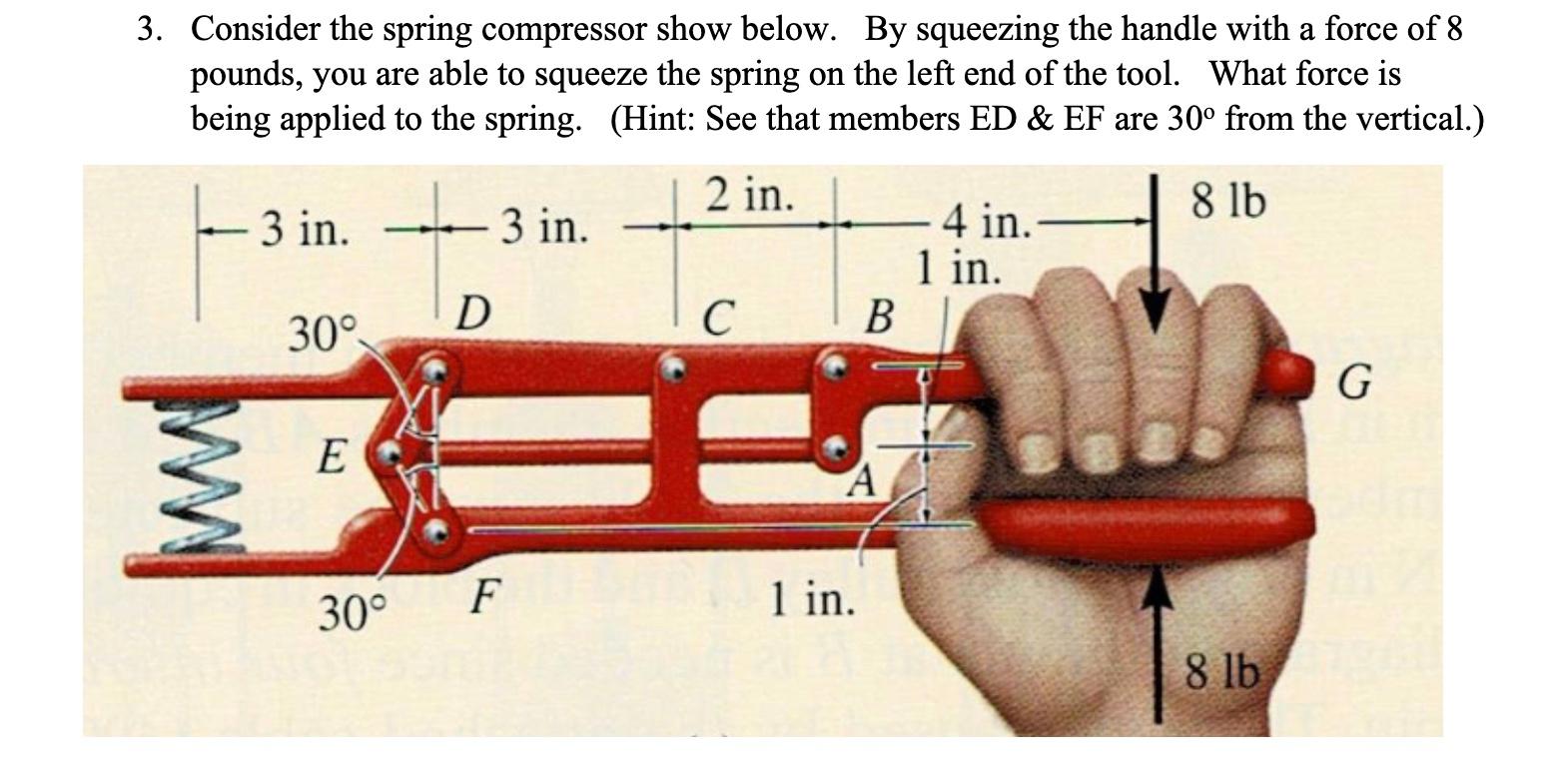 Solved 3. Consider the spring compressor show below. By | Chegg.com