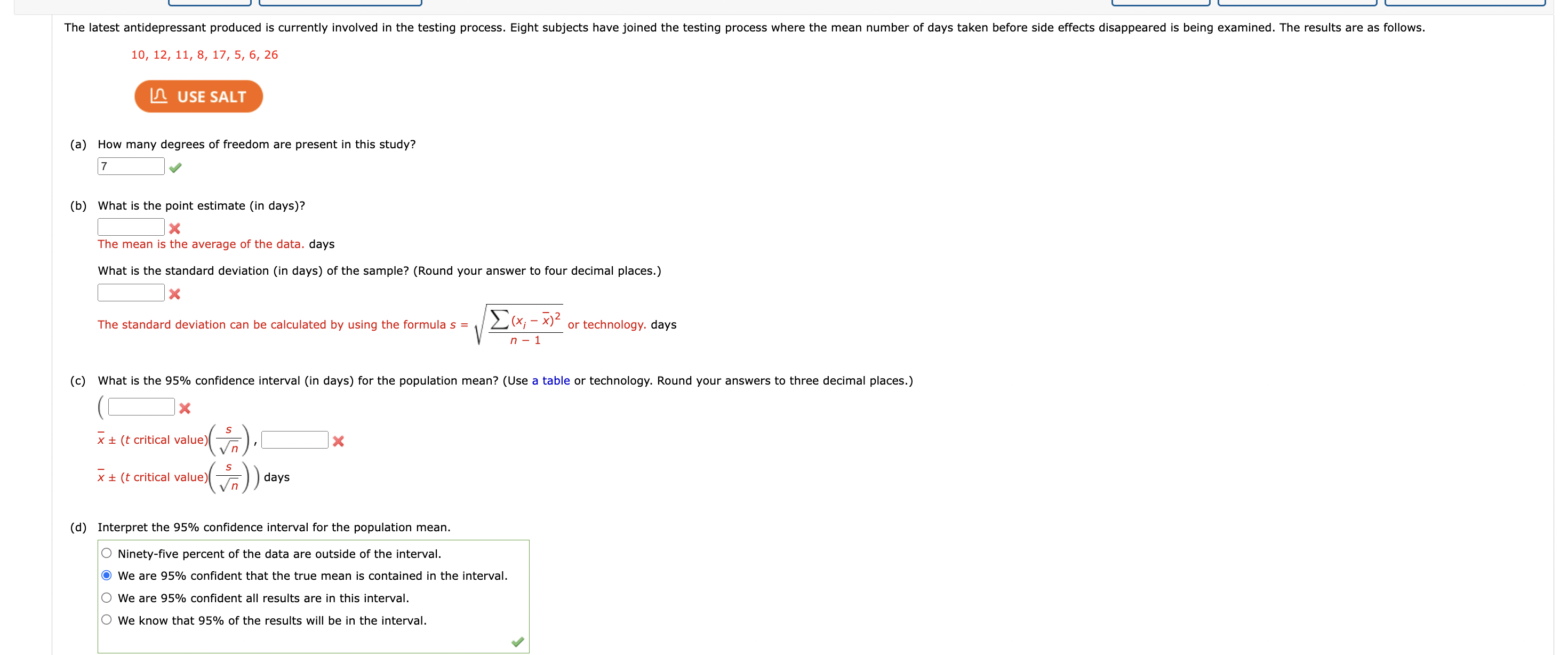 Solved 10,12,11,8,17,5,6,26 (a) How many degrees of freedom | Chegg.com