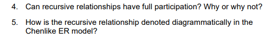 Solved 4. Can recursive relationships have full | Chegg.com