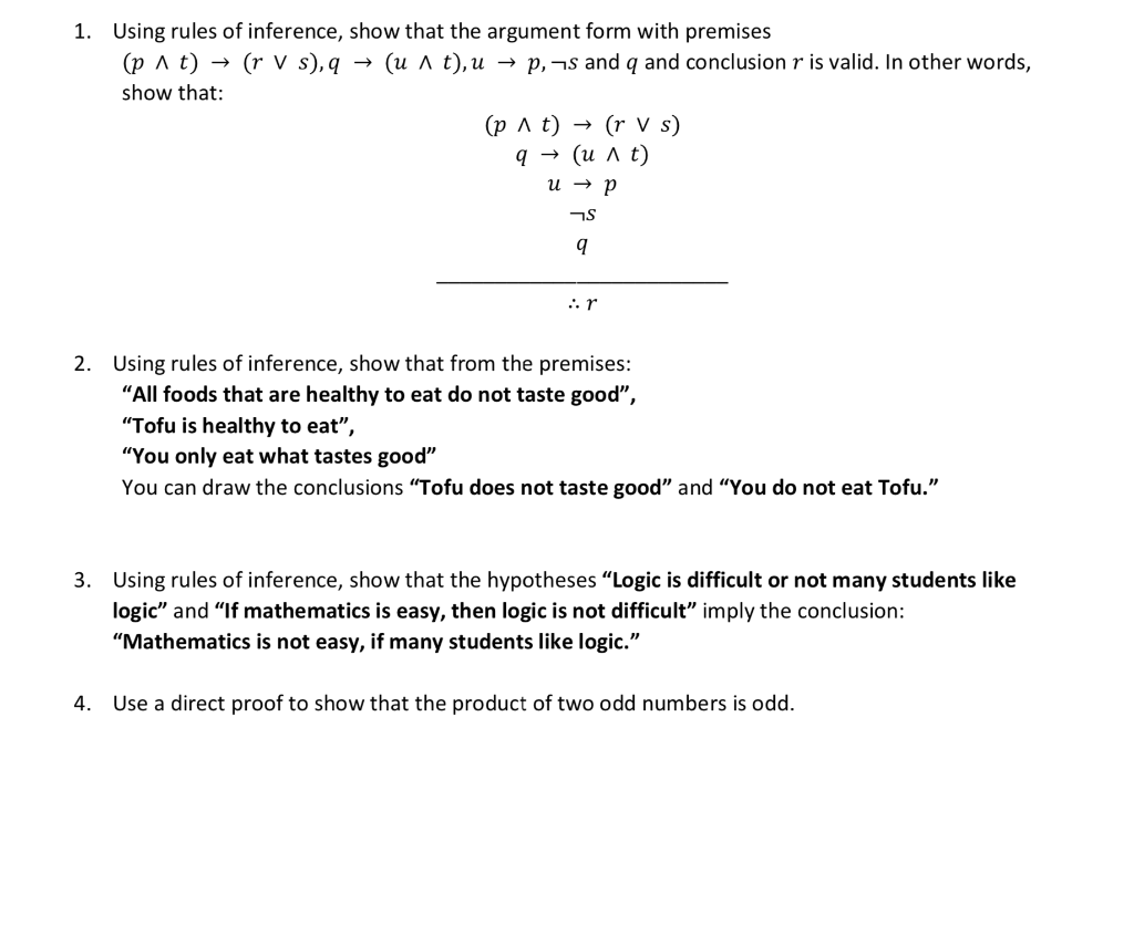 Solved 1. Using rules of inference, show that the argument | Chegg.com