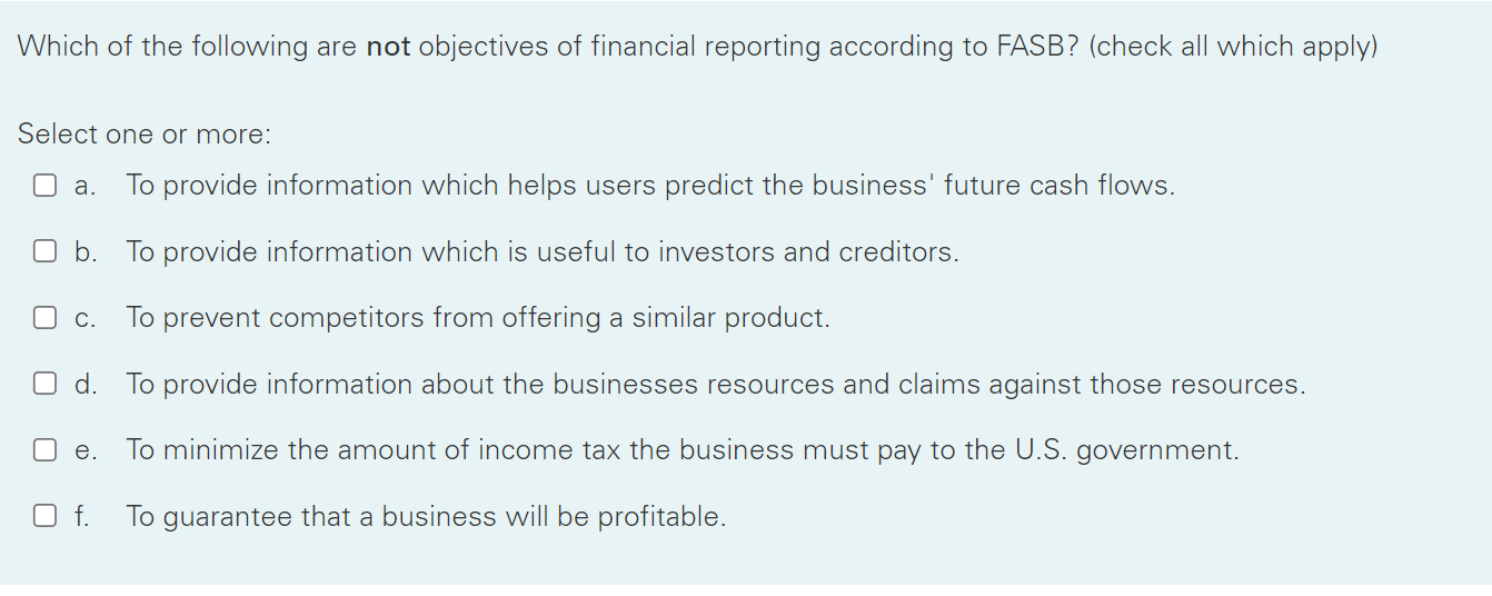 Solved Which of the following are not objectives of | Chegg.com
