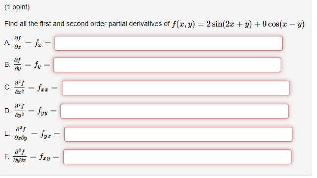 Solved Find all the first and second order partial | Chegg.com