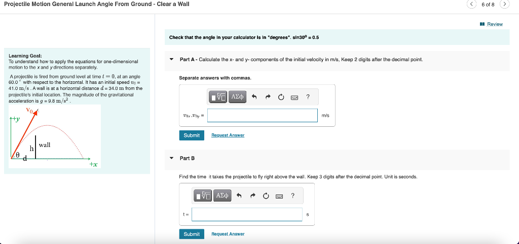 Solved Calculations Projectile Motion General Launch Angle | Chegg.com