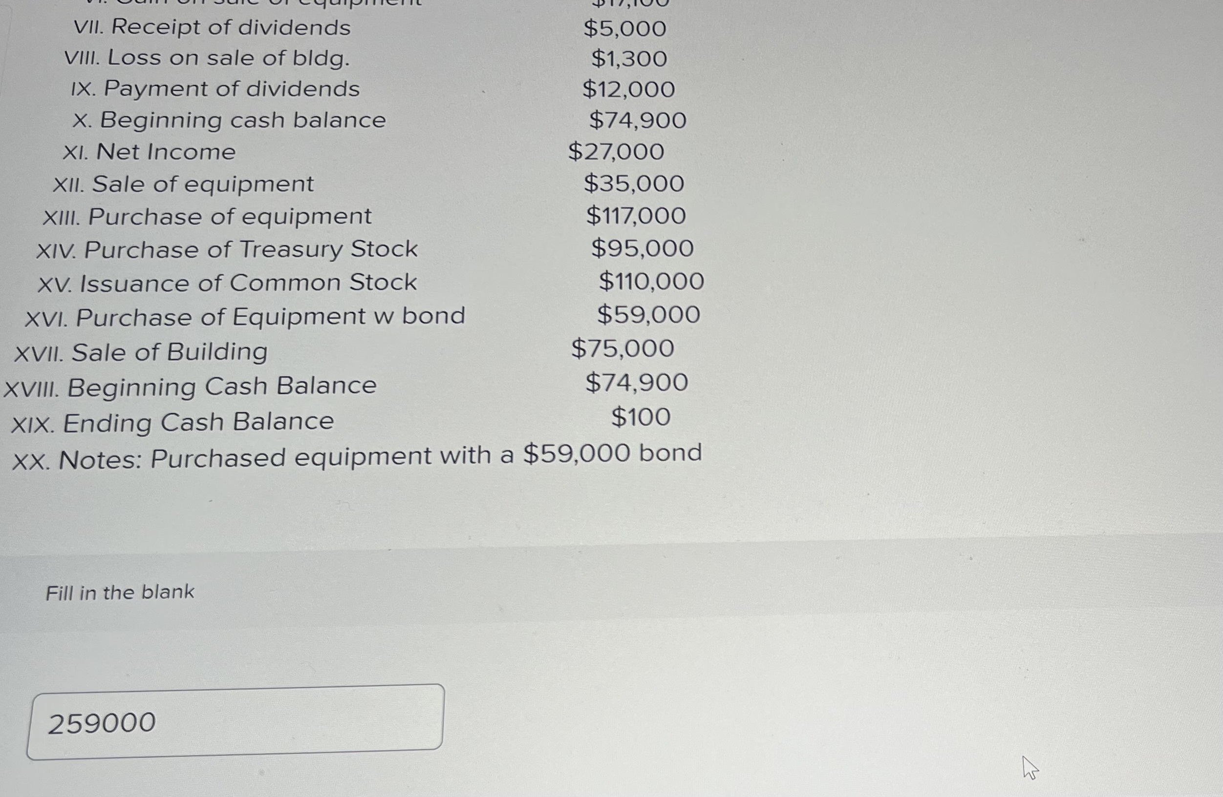 Using the following data, determine Cash Provided | Chegg.com