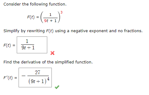 Solved Consider the following function. F(t)=(9t+11)3 | Chegg.com