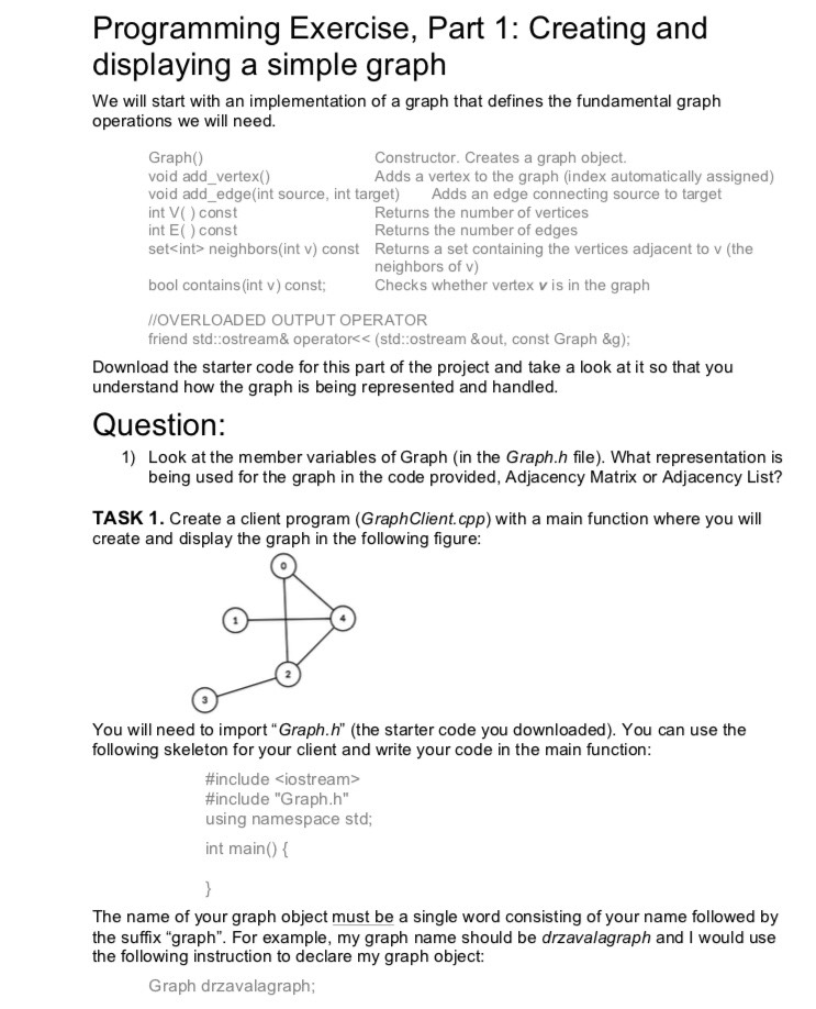 Solved Programming Exercise, Part 1: Creating and displaying | Chegg.com