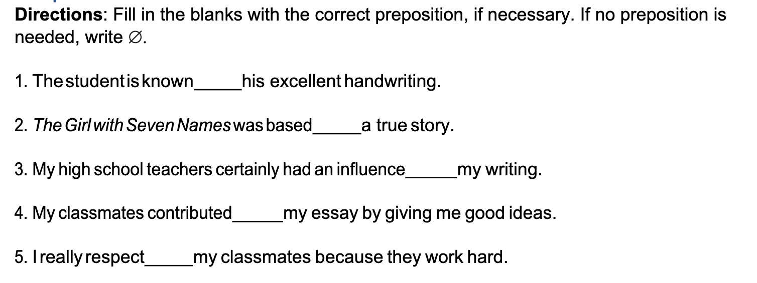 Solved Directions: Fill in the blanks with the correct | Chegg.com