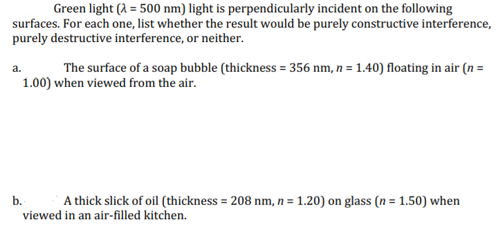 Solved Green light (1 = 500 nm) light is perpendicularly | Chegg.com