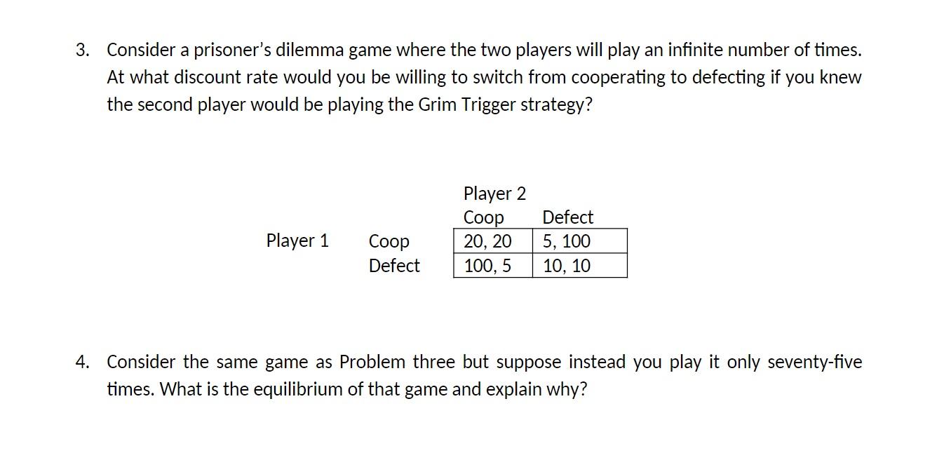 Solved Game theory question: Instruction: Please answer | Chegg.com