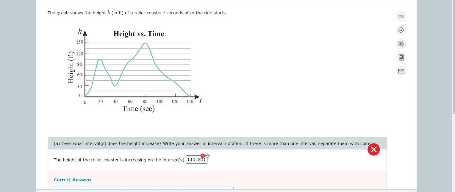 Solved The graph shows the height h (in ft ) ﻿of a roller | Chegg.com