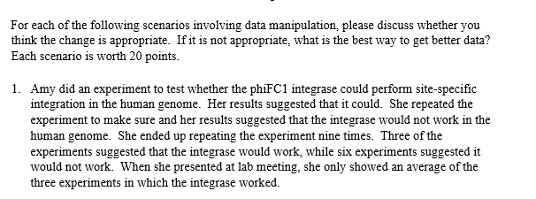 For each of the following scenarios involving data | Chegg.com