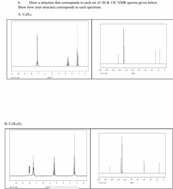 Solved 8. Draw a structure that corresponds to each set of | Chegg.com
