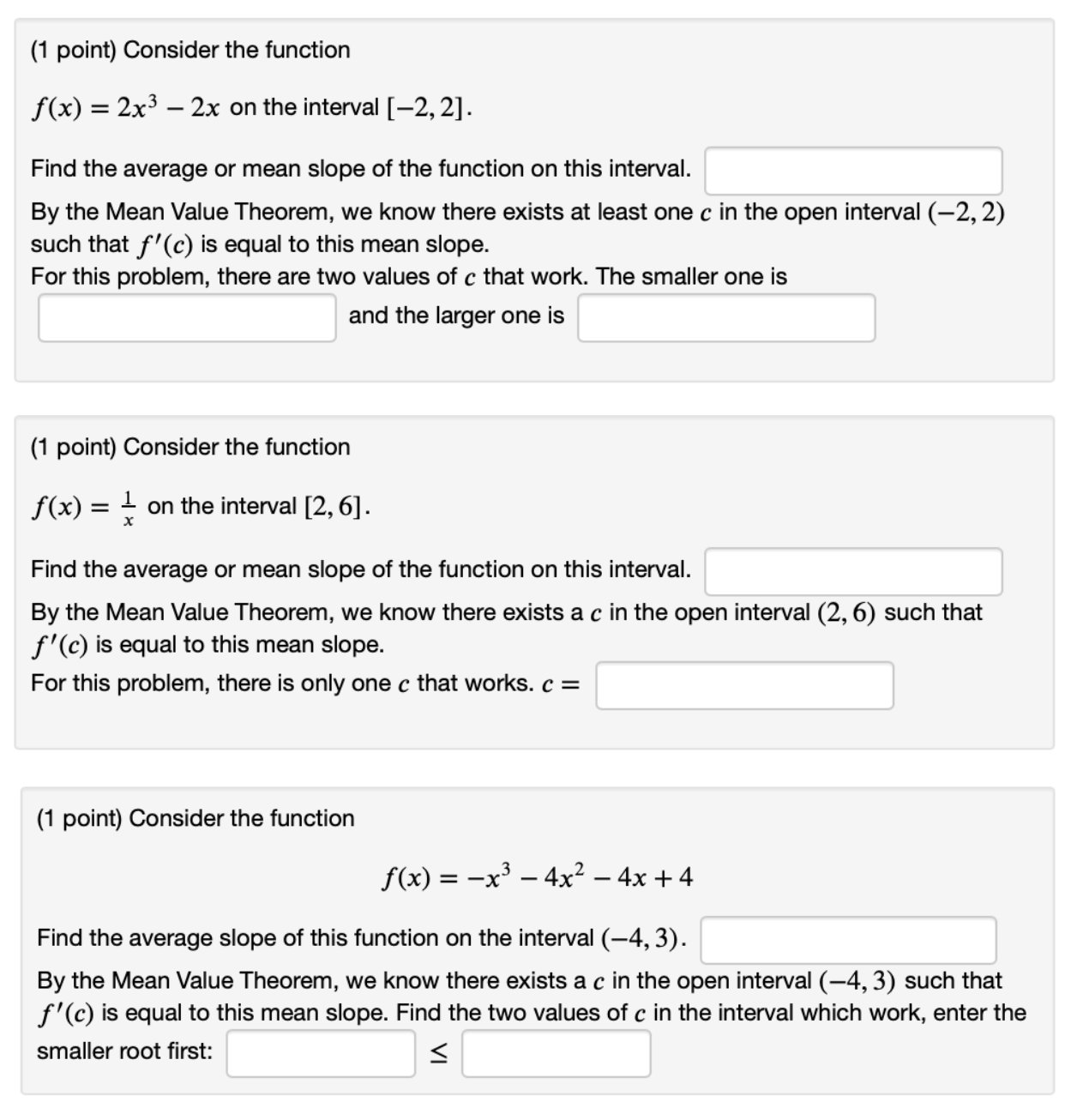 Solved Consider the functionsf(x)=2x3-2x on ﻿the interval | Chegg.com