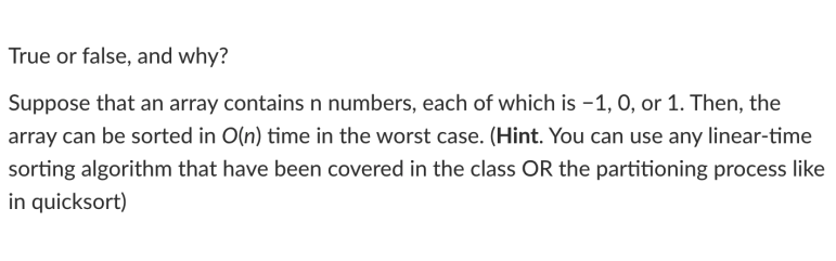 Solved True or false, and why? Suppose that an array | Chegg.com