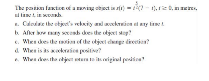 Solved The position function of a moving object is | Chegg.com