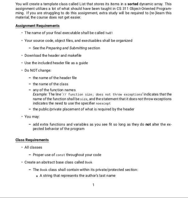 Solved You will create a template class called List that | Chegg.com