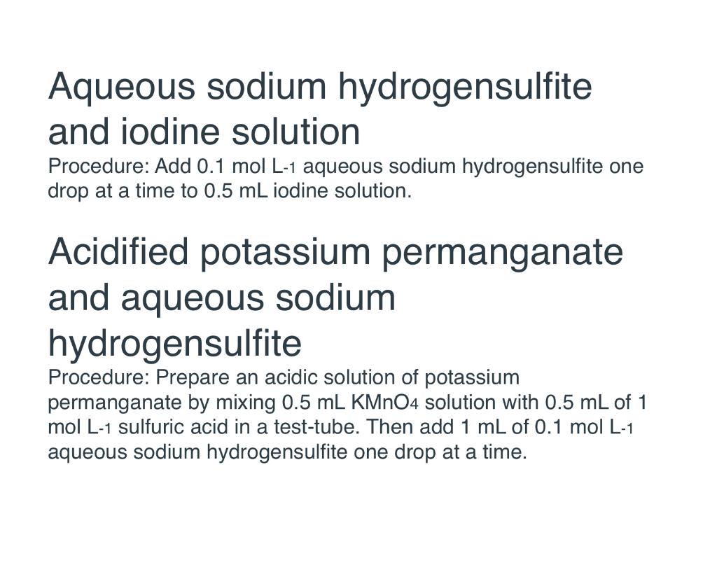 Solved Experiment 5: Aqueous sodium hydrogensulfite and | Chegg.com