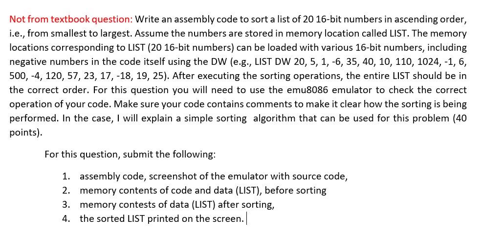 Not From Textbook Question Write An Assembly Code To