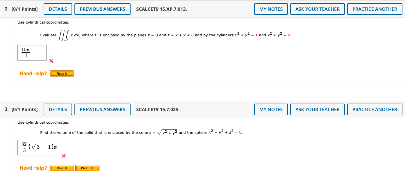 Solved 2. [0/1 Points] DETAILS PREVIOUS ANSWERS SCALCET9 | Chegg.com