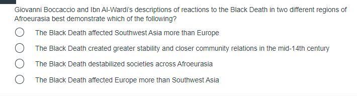 Solved Giovanni Boccaccio and Ibn Al-Wardi's descriptions of | Chegg.com