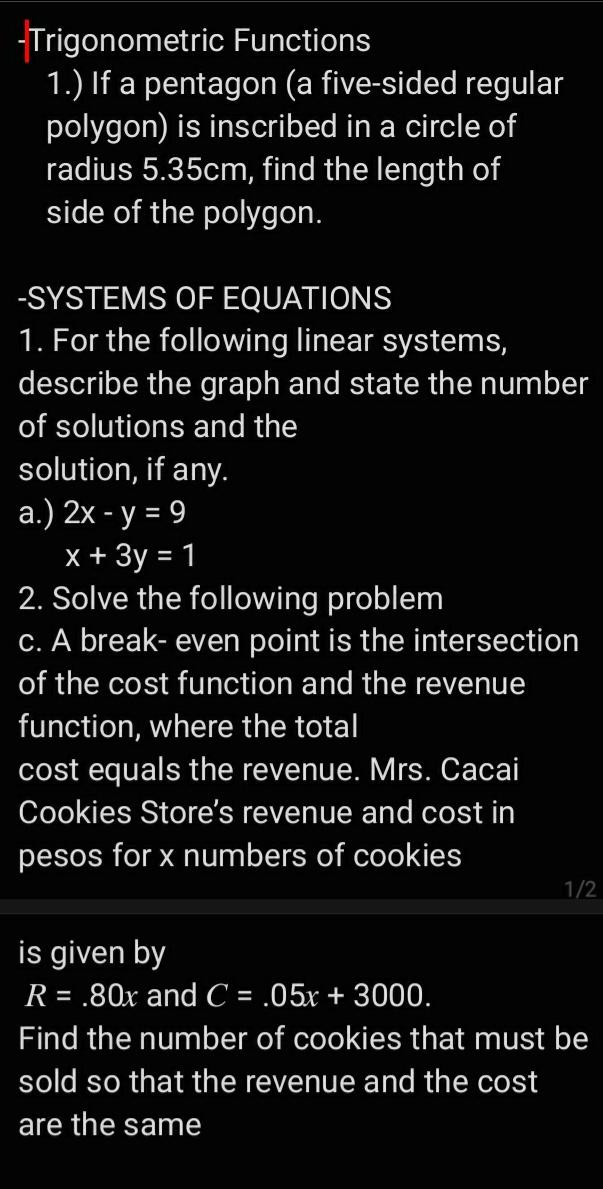Solved -Trigonometric Functions 1.) If a pentagon (a | Chegg.com