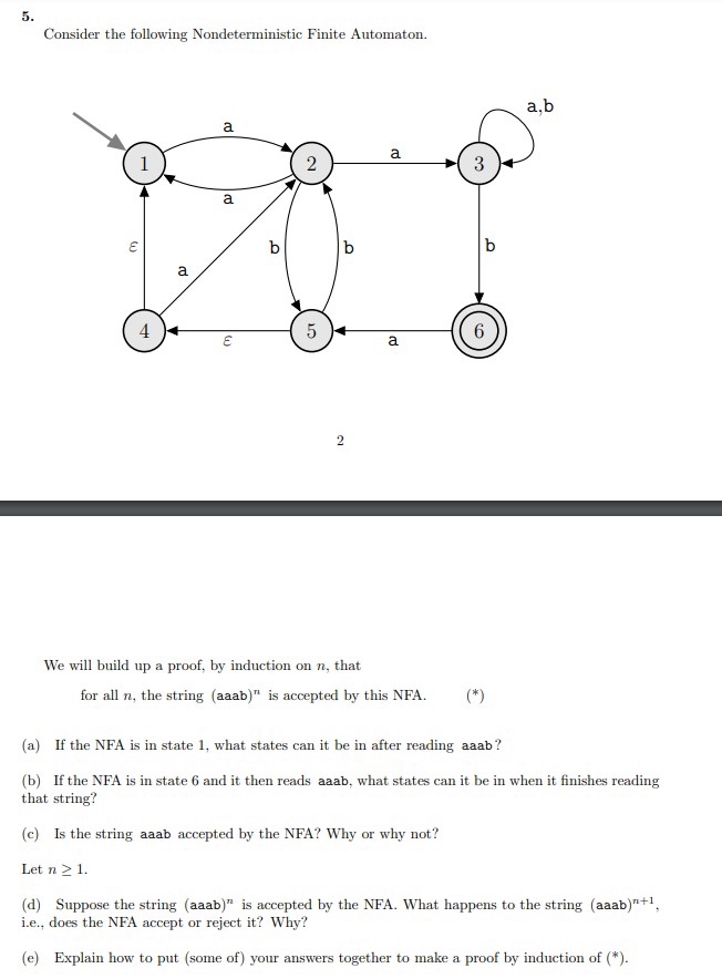 Solved 5 Consider The Following Nondeterministic Finite