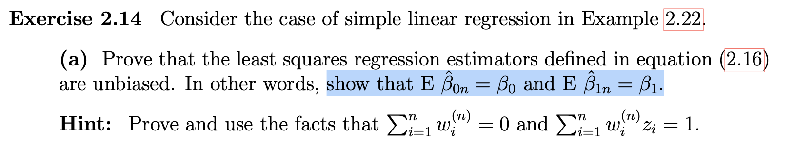 Solved Exercise 2.14 Consider the case of simple linear | Chegg.com