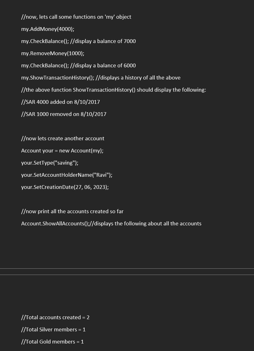 Solved 1 Write A Class Account To Represent A Bank 