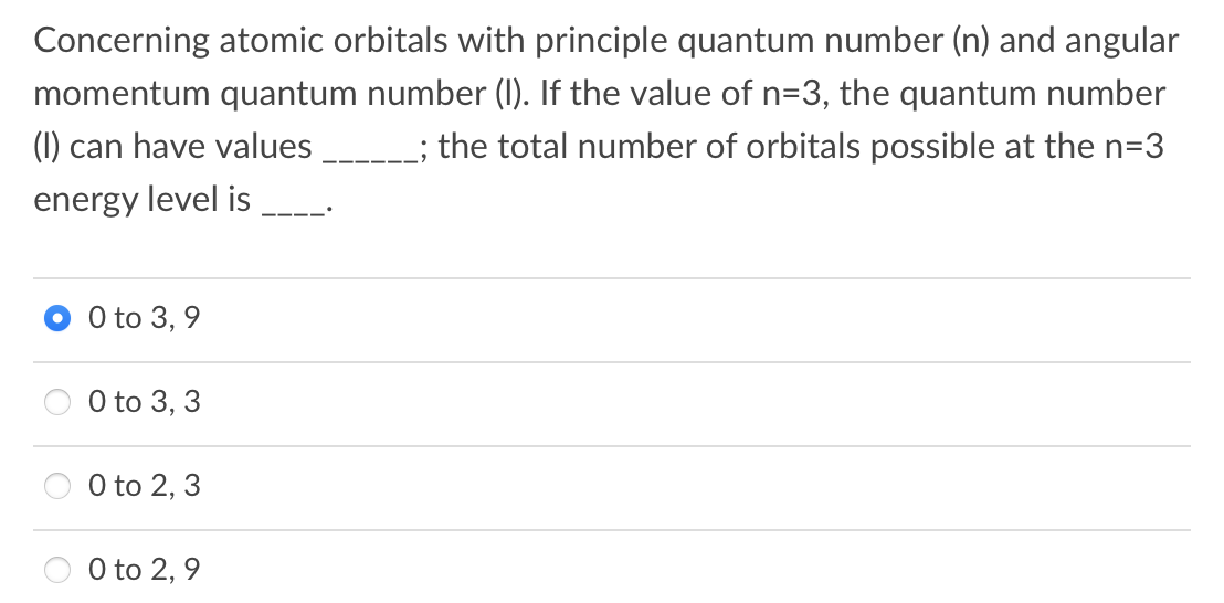 Solved Concerning atomic orbitals with principle quantum | Chegg.com