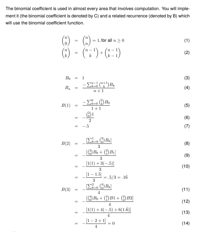 Solved The binomial coefficient is used in almost every area | Chegg.com
