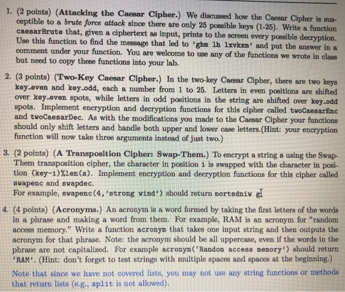 Solved 1. (2 points) (Attacking the Caesar Cipher.) We | Chegg.com