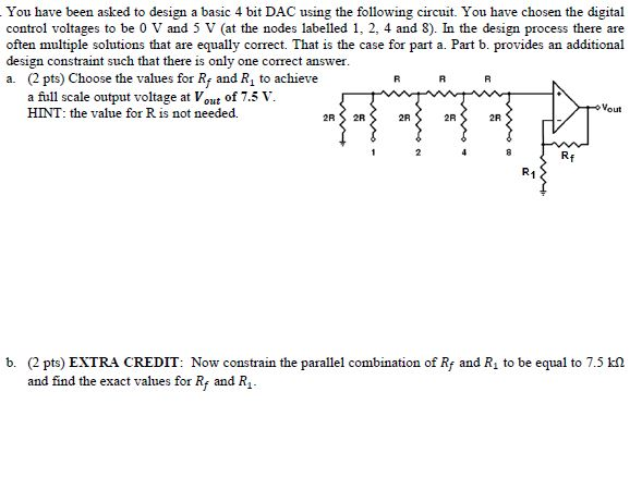 Solved You have been asked to design a basic 4 bit DAC using | Chegg.com
