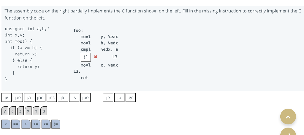 Solved The assembly code on the right partially implements | Chegg.com